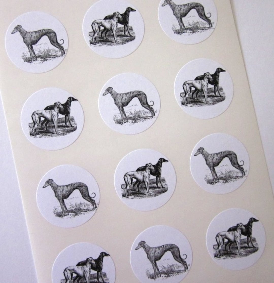 Greyhound Dog Stickers One Inch Round Seals - Etsy