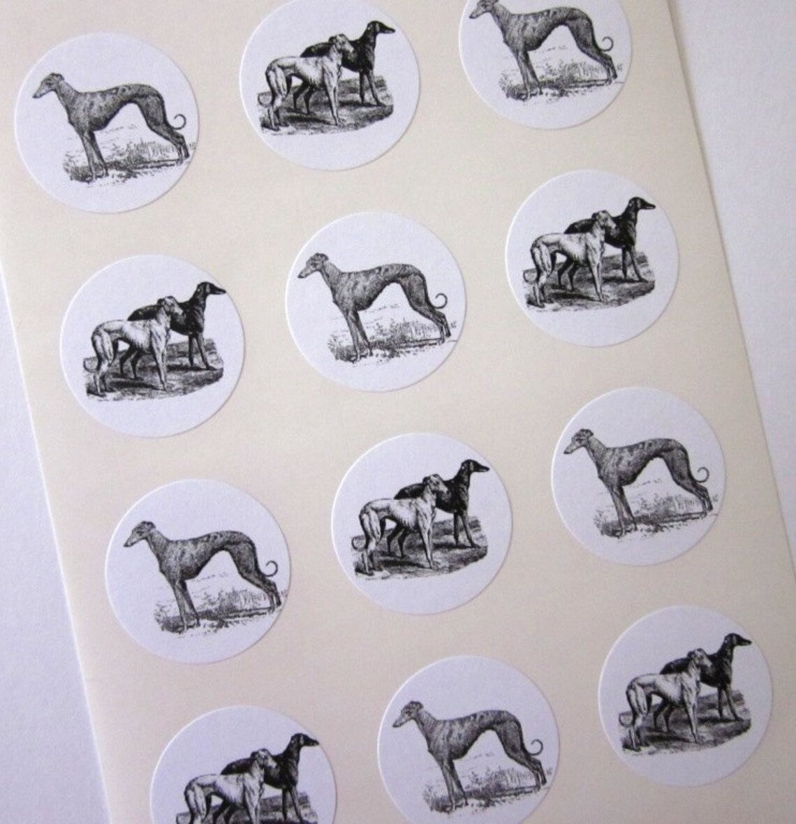 Greyhound Dog Stickers One Inch Round Seals | Etsy