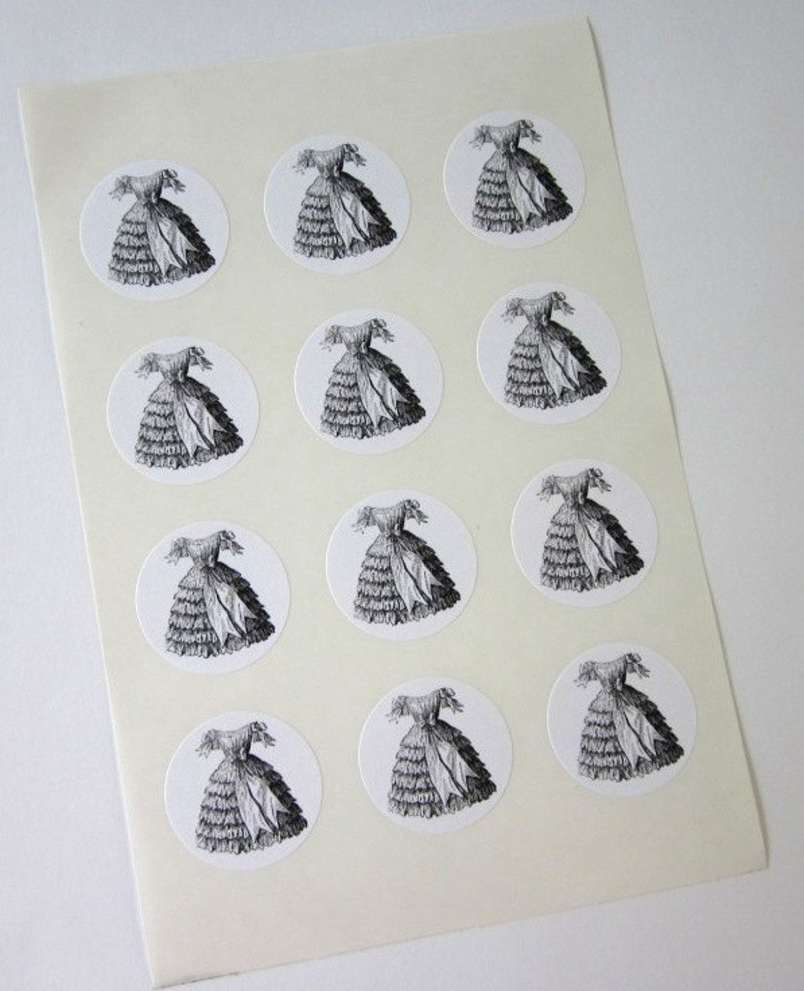 Vintage Dress Stickers One Inch Round Seals - Etsy
