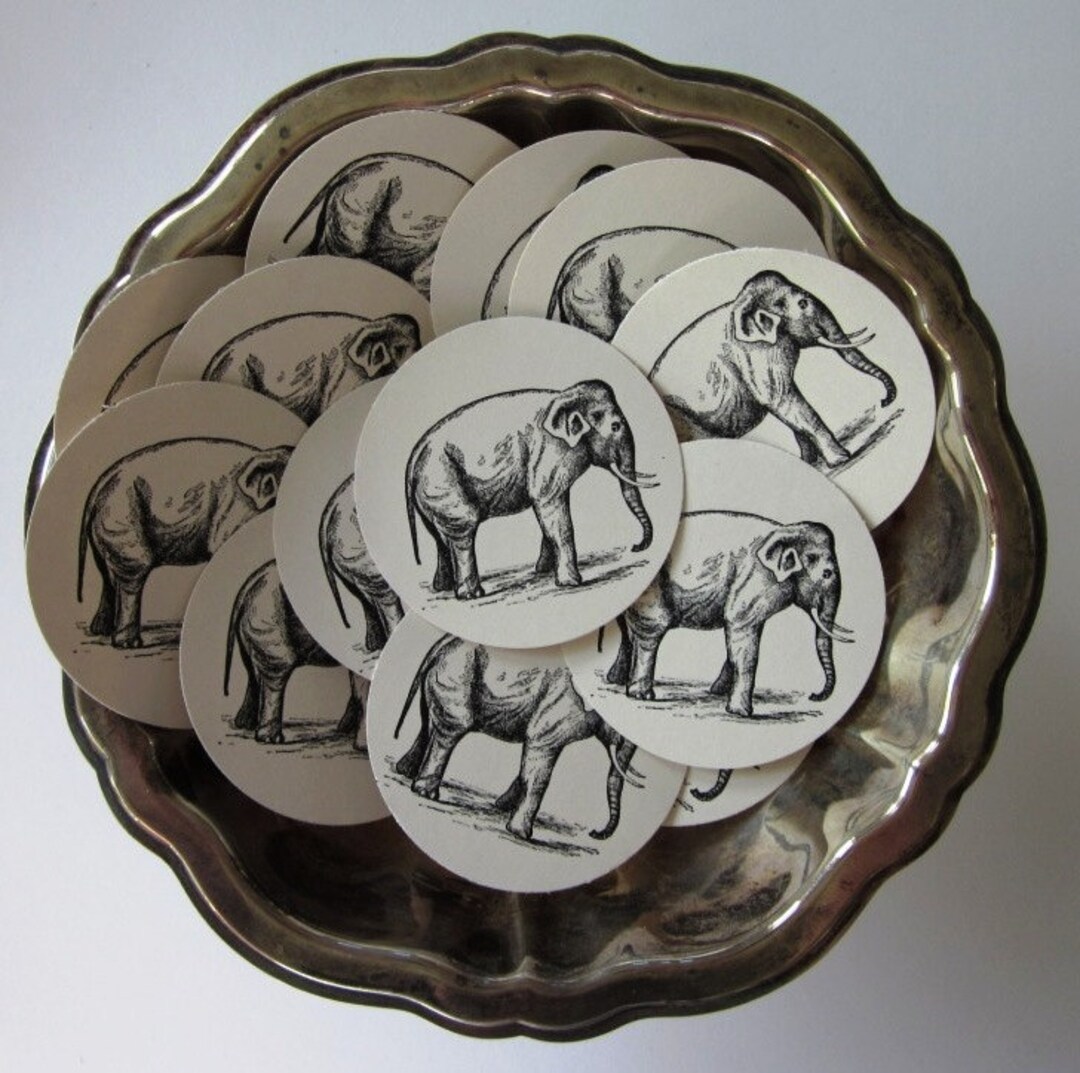 Elephant Tags Round Gift Tags Set of 10 - Etsy