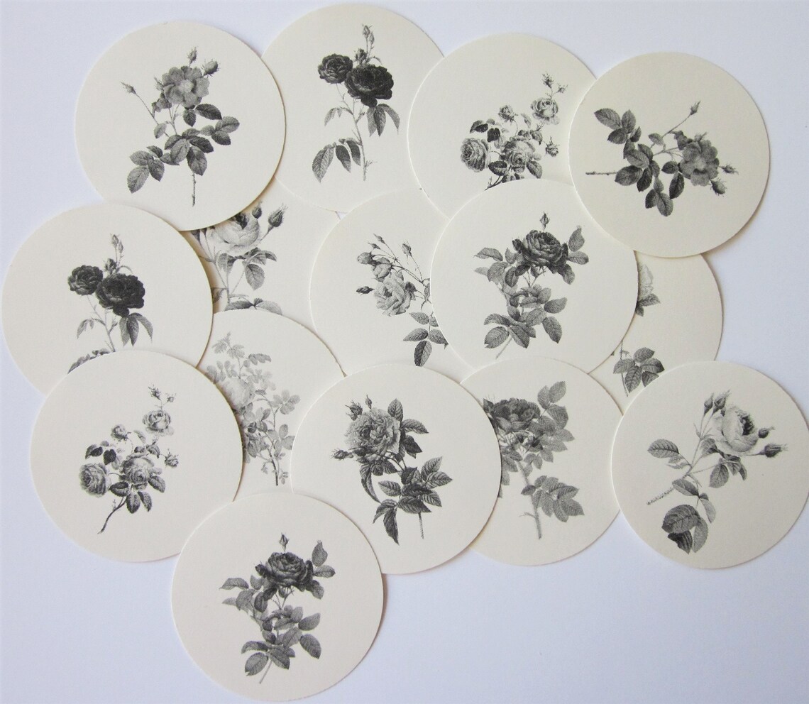 Rose Floral Flower Tags Round Paper Gift Tags Set of 10 - Etsy
