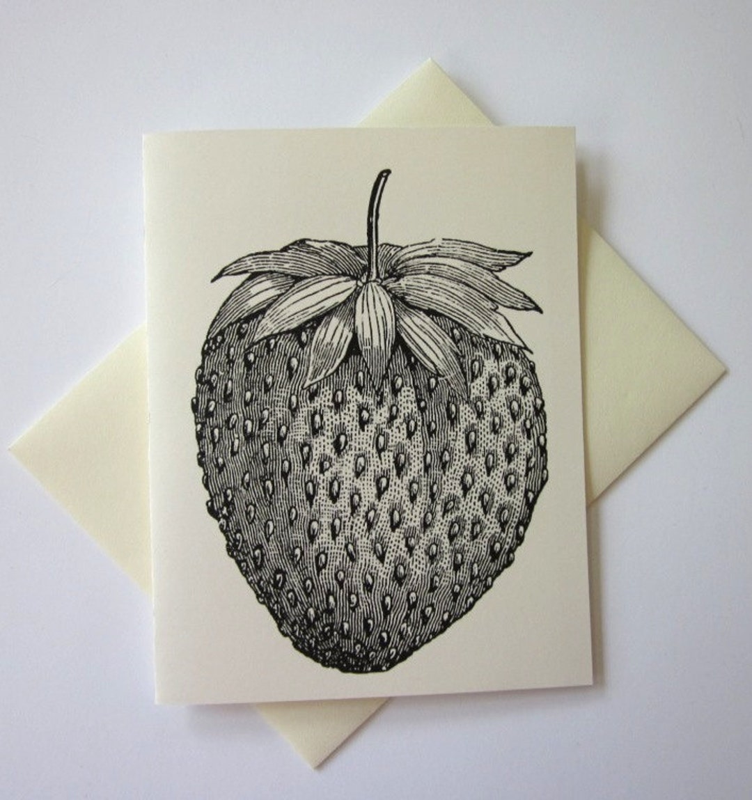 Strawberry Fruit Note Cards Stationery Set of 10 Cards in White or ...