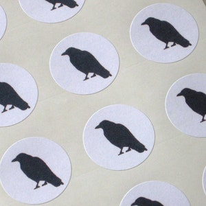 Crow Silhouette Stickers One Inch Round Seals - Etsy