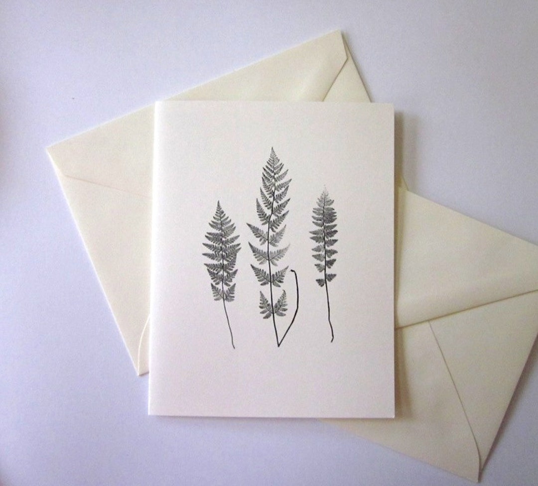 Fern Note Cards Stationery Set of 10 Cards in White or Light Ivory With ...