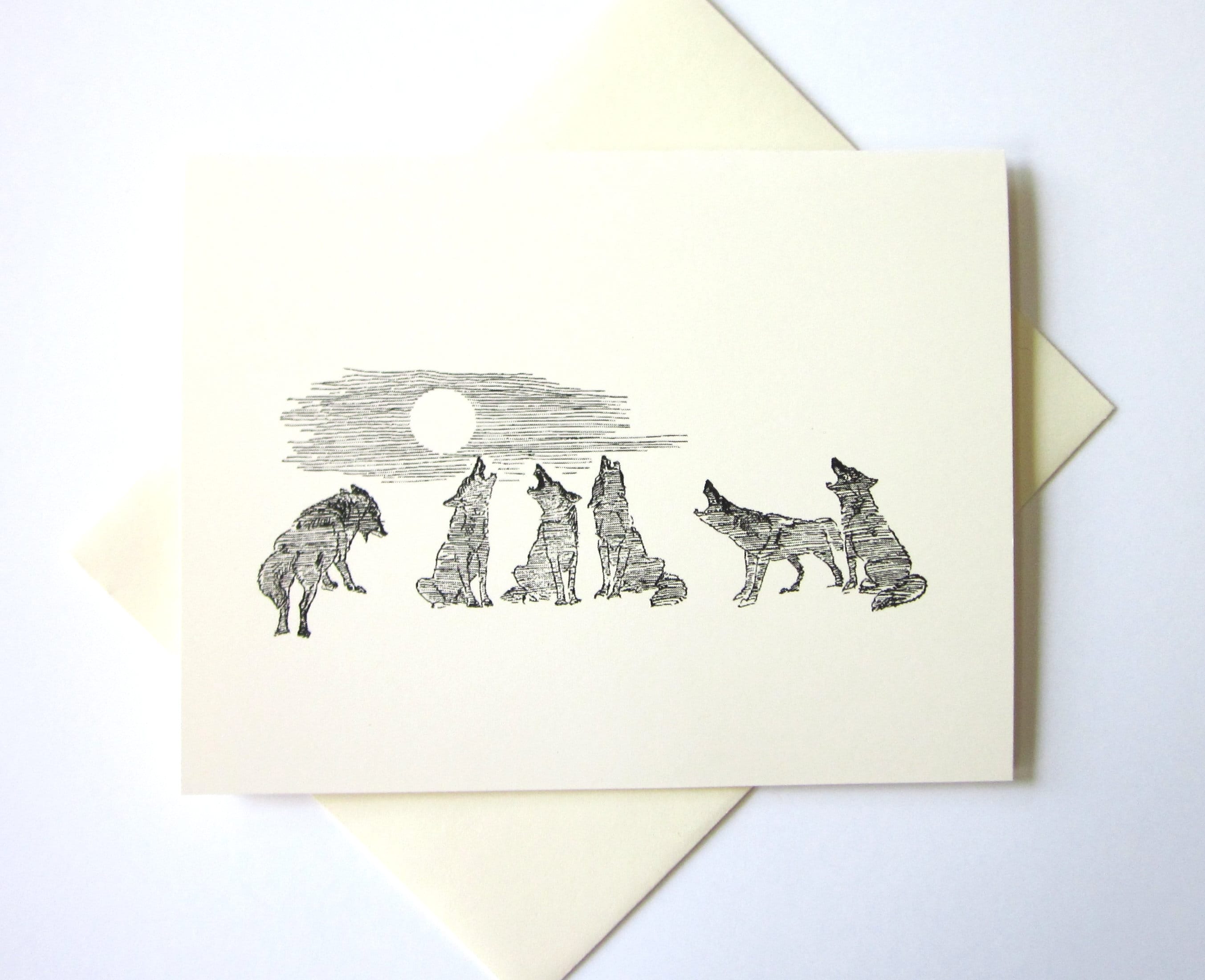 Wolves Howling at the Moon Wolves Wolf Stationery Note Cards Set of 10 ...