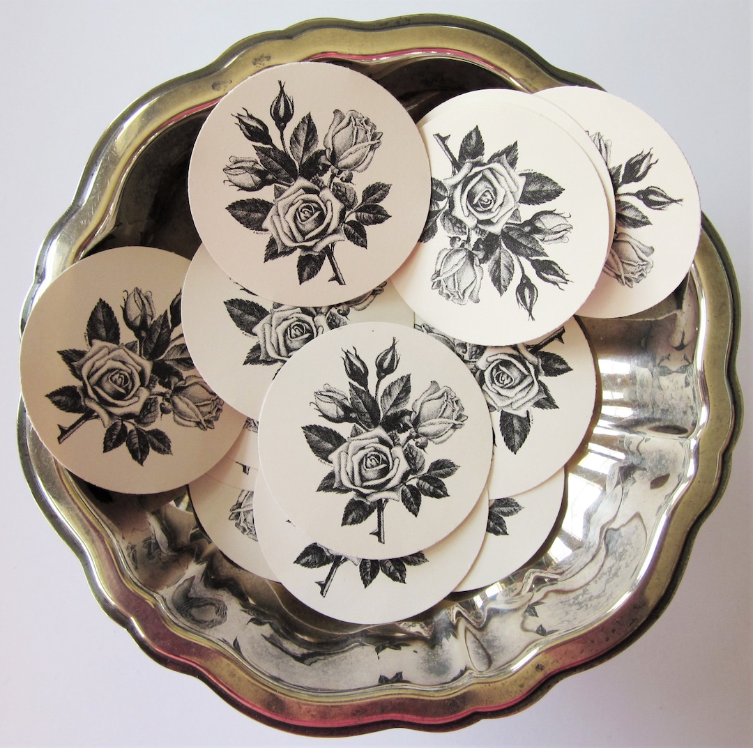 Tea Rose Flower Tags Round Gift Tags Set of 10 - Etsy