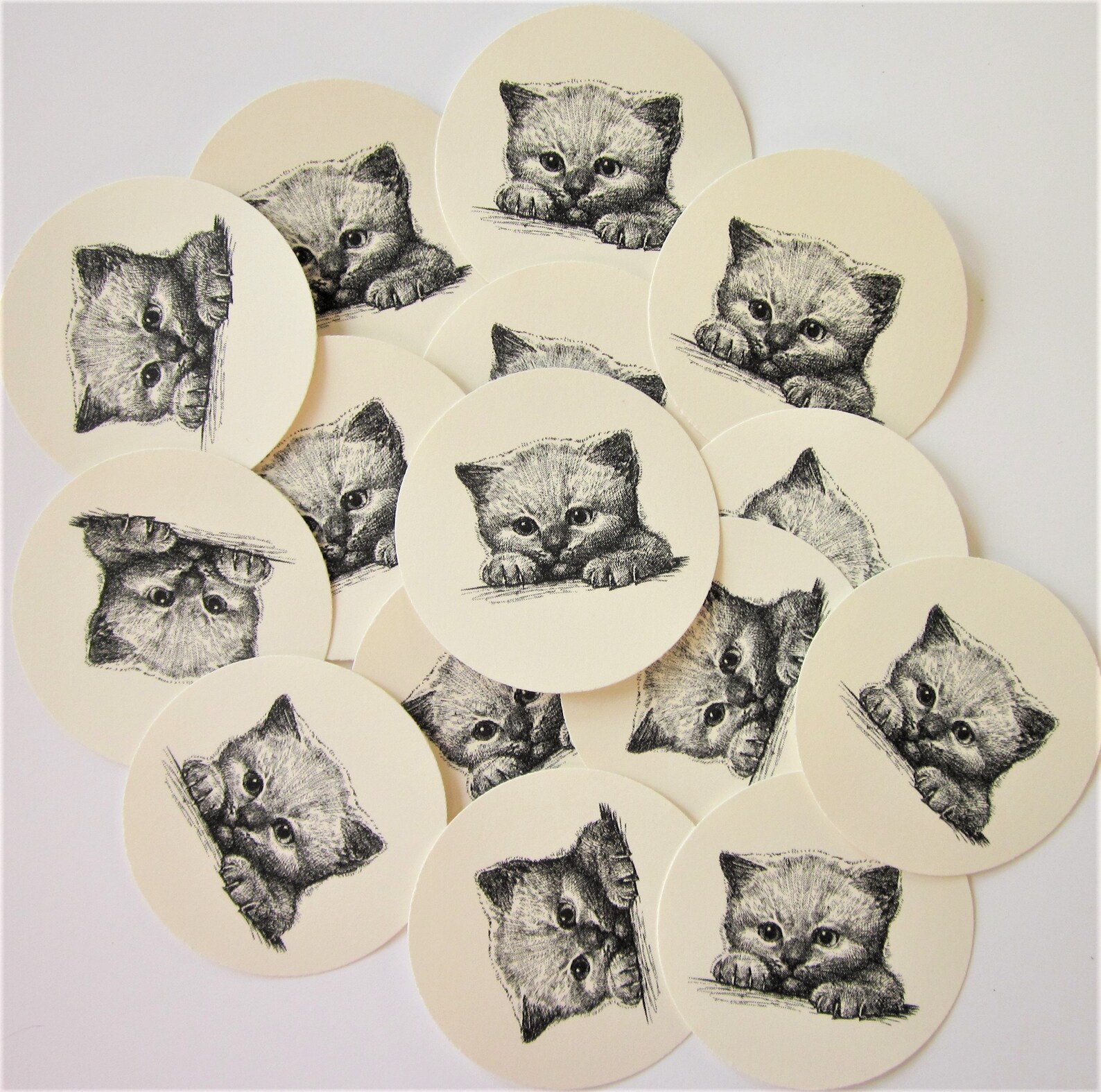Kitten Cat Tags Round Gift Tags Set of 10 - Etsy