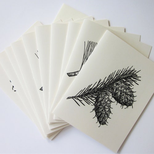 Tree Note Card Set of 10 in White or Light Ivory With Matching - Etsy
