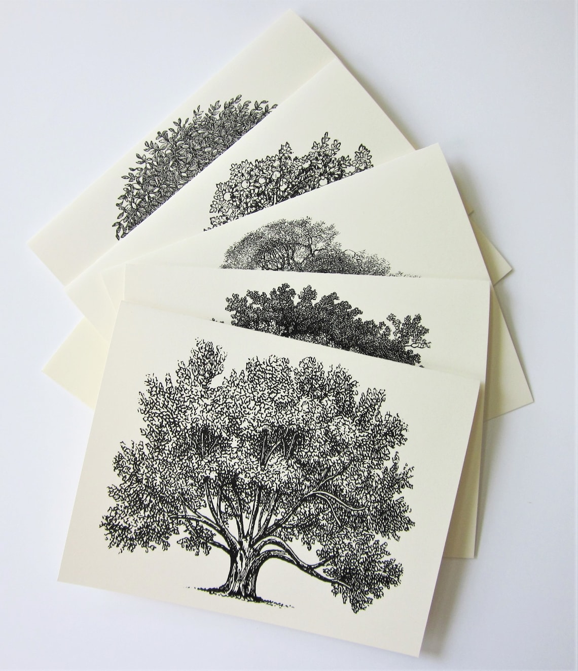 Tree Note Card Set of 10 in White or Light Ivory With Matching - Etsy