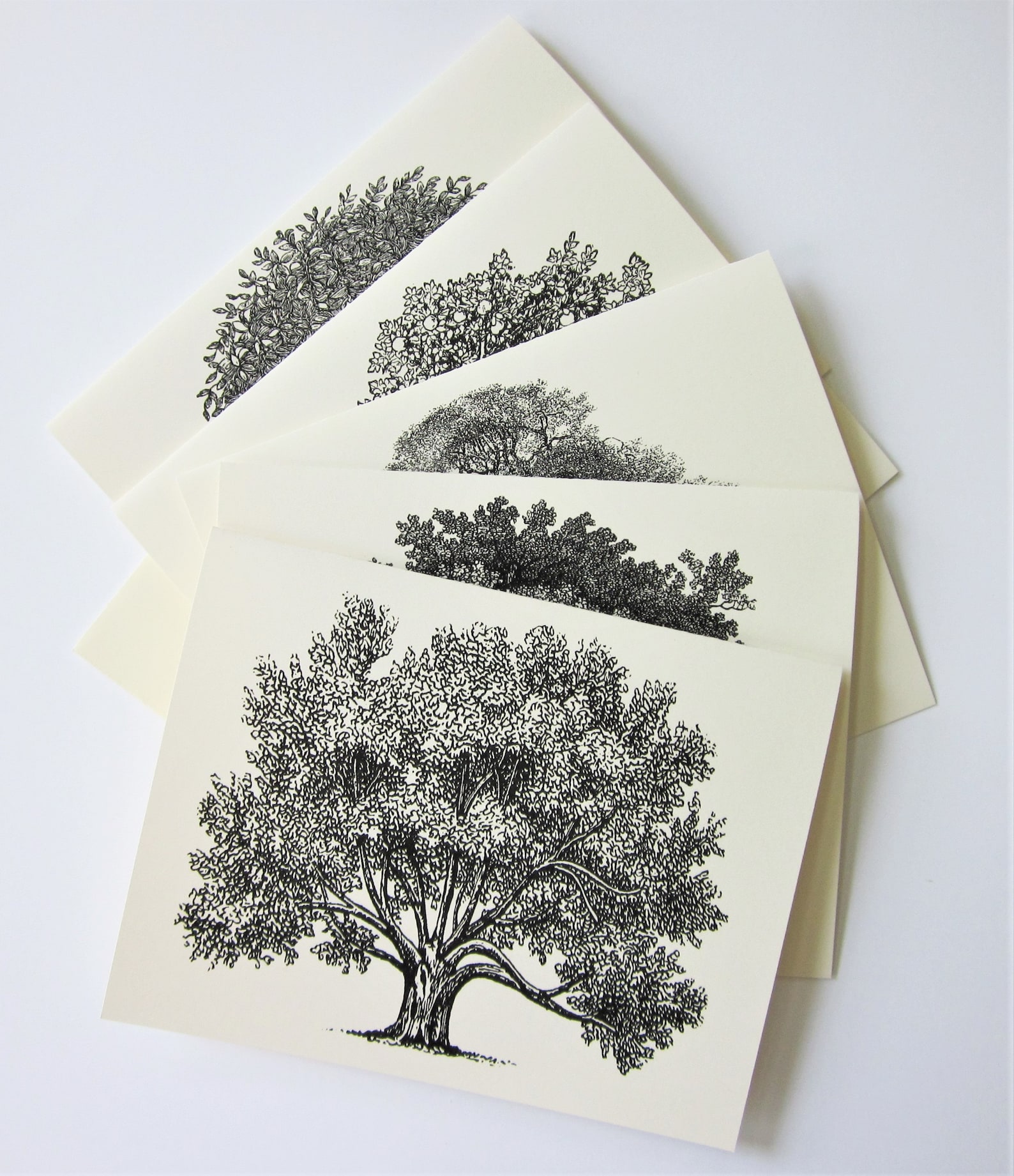 Tree Note Card Set of 10 in White or Light Ivory With Matching - Etsy