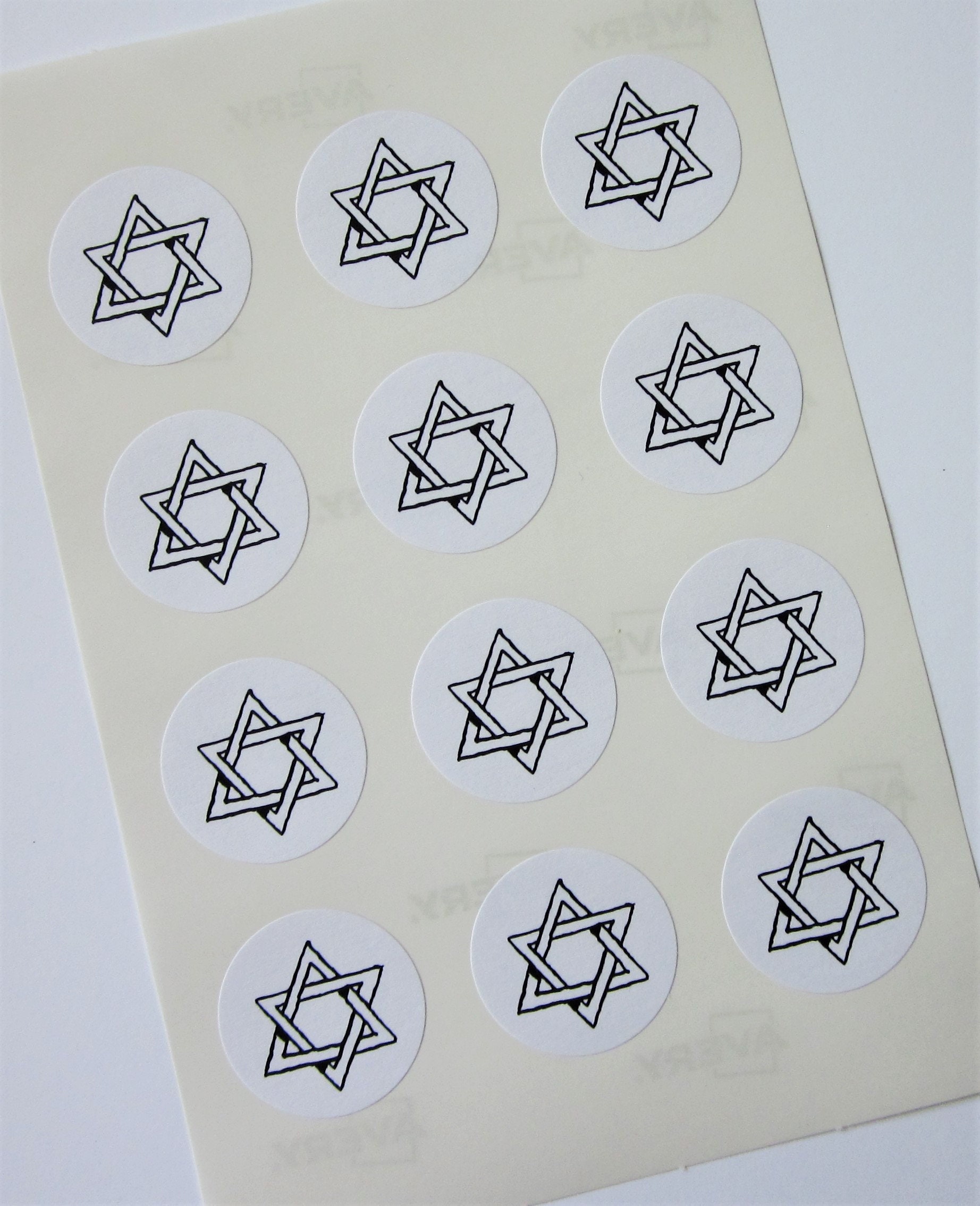 Star of David Stickers One Inch Round Seals | Etsy