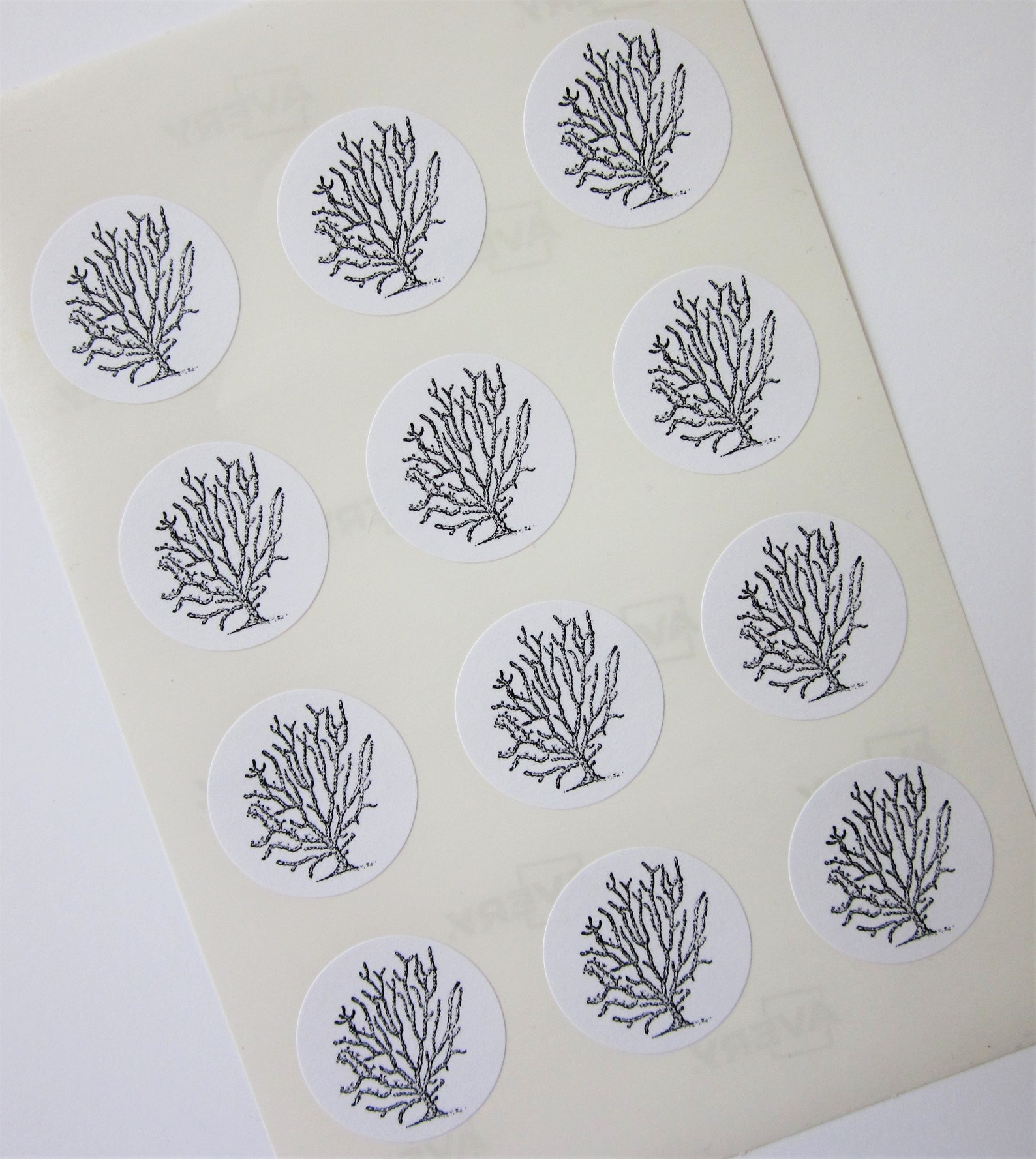 Sea Fan Coral Stickers One Inch Round Seals - Etsy