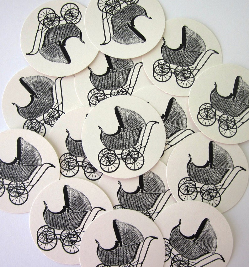 Pram Baby Carriage Tags Round Paper Gift Tags Set of 10 - Etsy