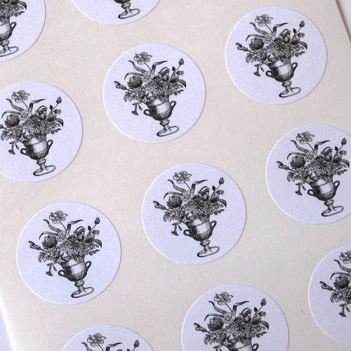 Flower Stickers One Inch Round Seals | Etsy