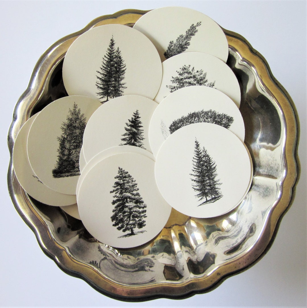 Pine Tree Tags Round Gift Tags Set of 10 - Etsy