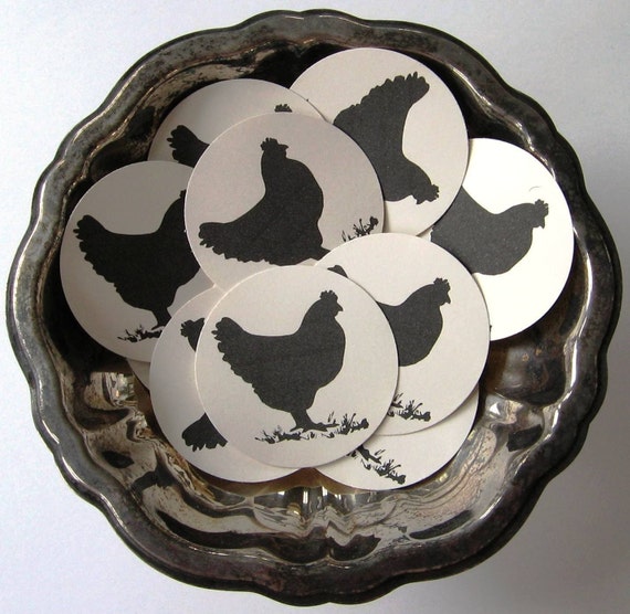 Chicken Tags Round Gift Tags Set of 10 | Etsy