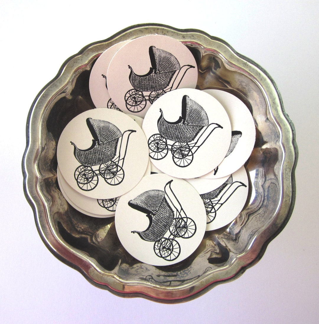 Pram Baby Carriage Tags Round Paper Gift Tags Set of 10 - Etsy