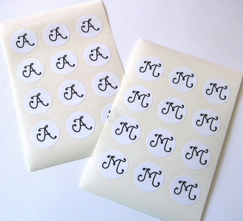 Monogram Initial Stickers One Inch Stickers Envelope Seals - Etsy