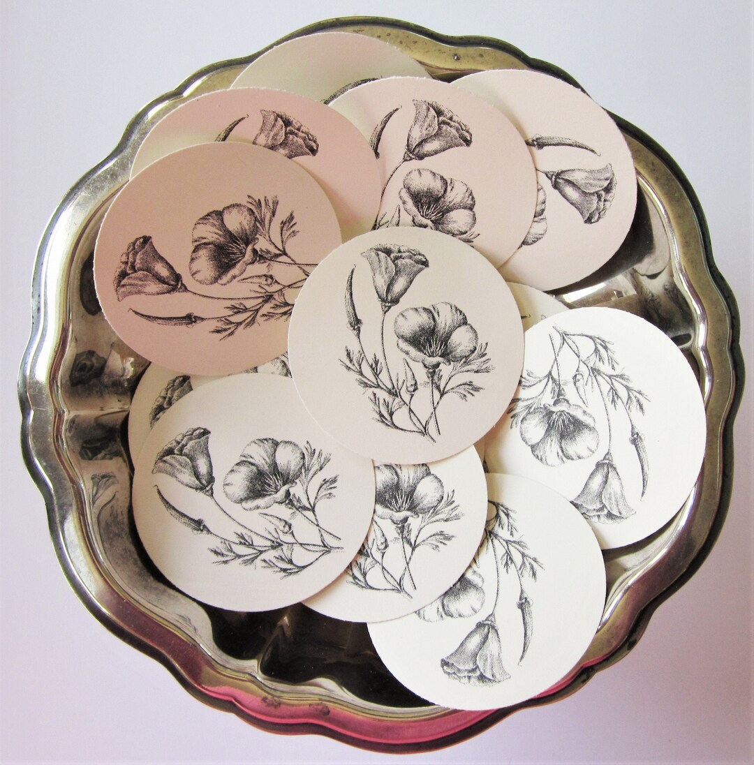 Poppies Poppy Flower Tags Round Gift Tags Set of 10 - Etsy