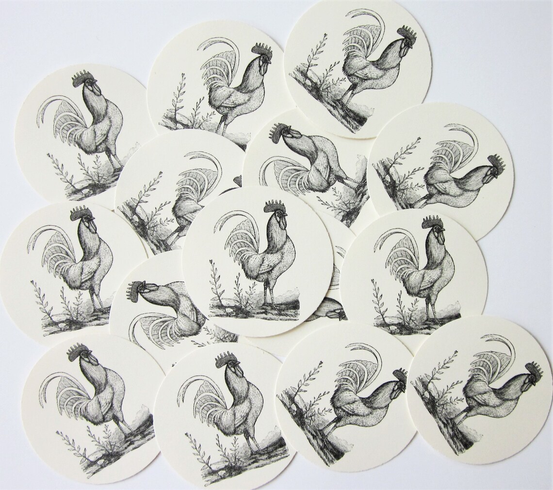 Chicken Rooster Tags Round Paper Gift Tags Set of 10 - Etsy