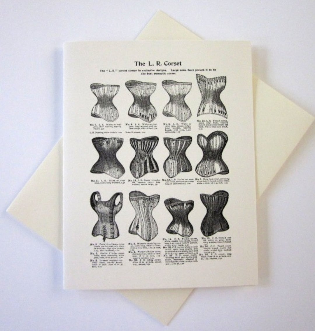 Vintage Corsets Cards Set of 10 in White or Light Ivory With Matching ...
