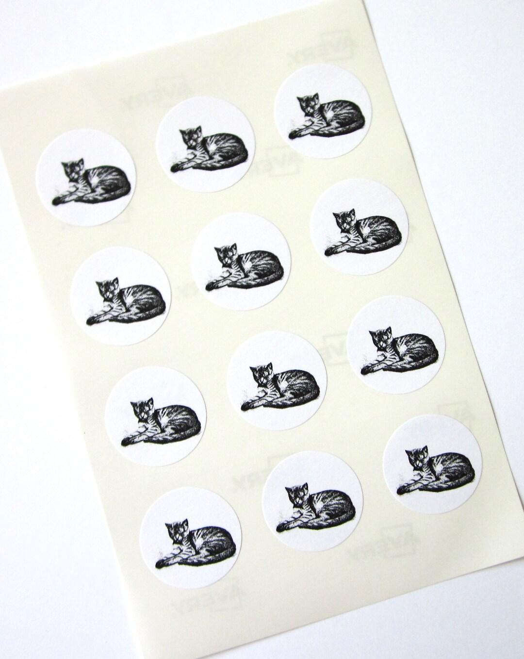 Cat Stickers One Inch Round Seals - Etsy
