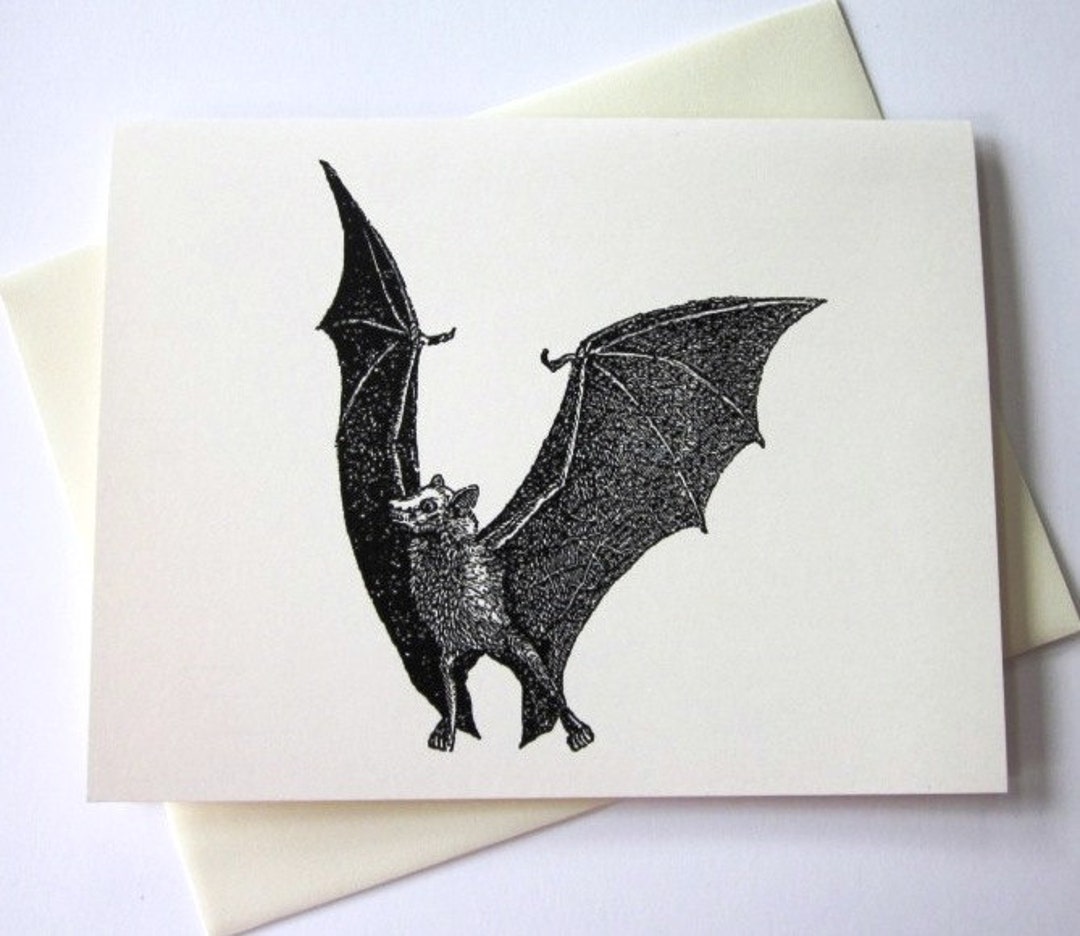 Bat Note Cards Set of 10 in White or Ivory With Matching Envelopes - Etsy