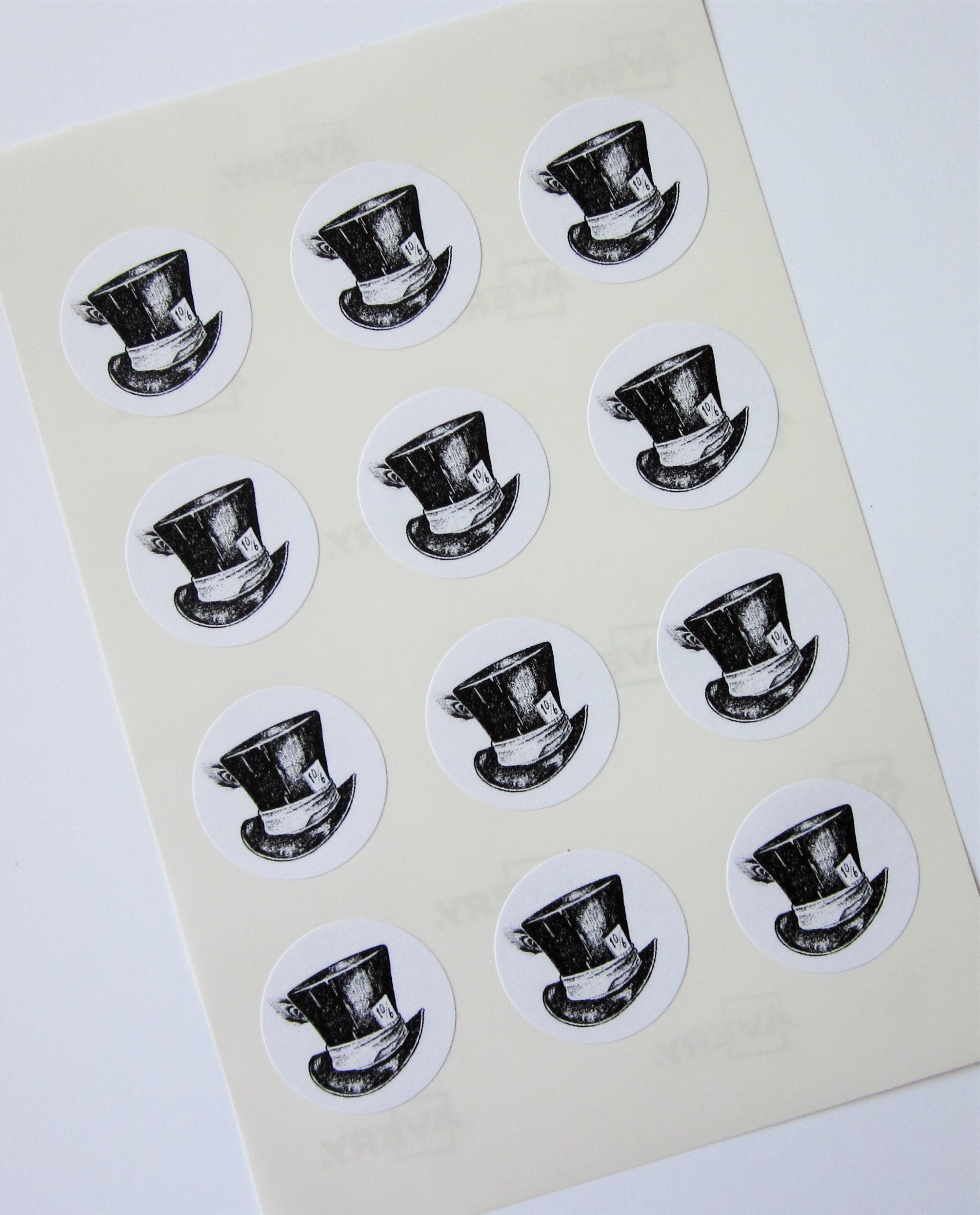 Mad Hatter Hat Alice in Wonderland Stickers One Inch Round Seals - Etsy