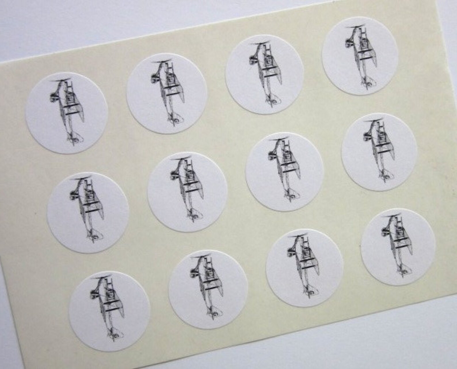 Vintage Biplane Airplane Stickers One Inch Round Seals - Etsy