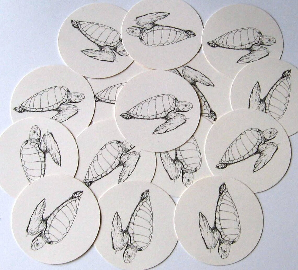 Sea Turtle Tags Round Gift Tags Set of 10 - Etsy