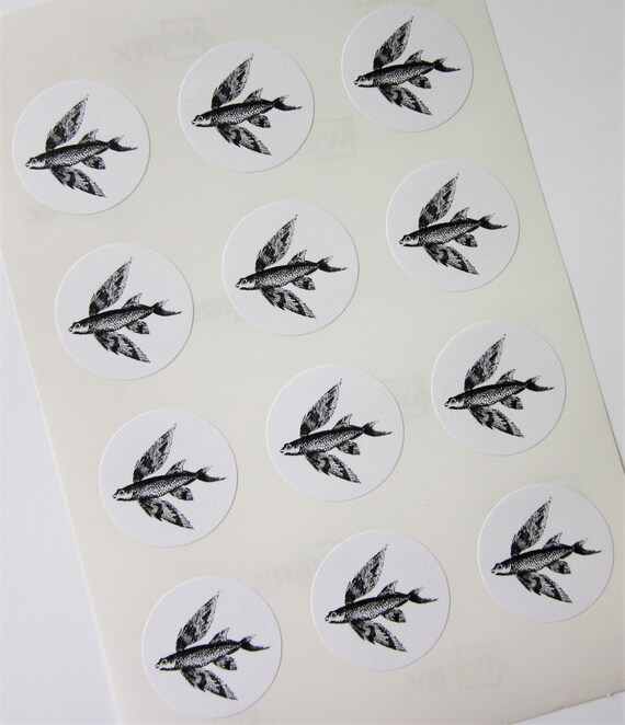 Flying Fish Stickers One Inch Round Seals | Etsy