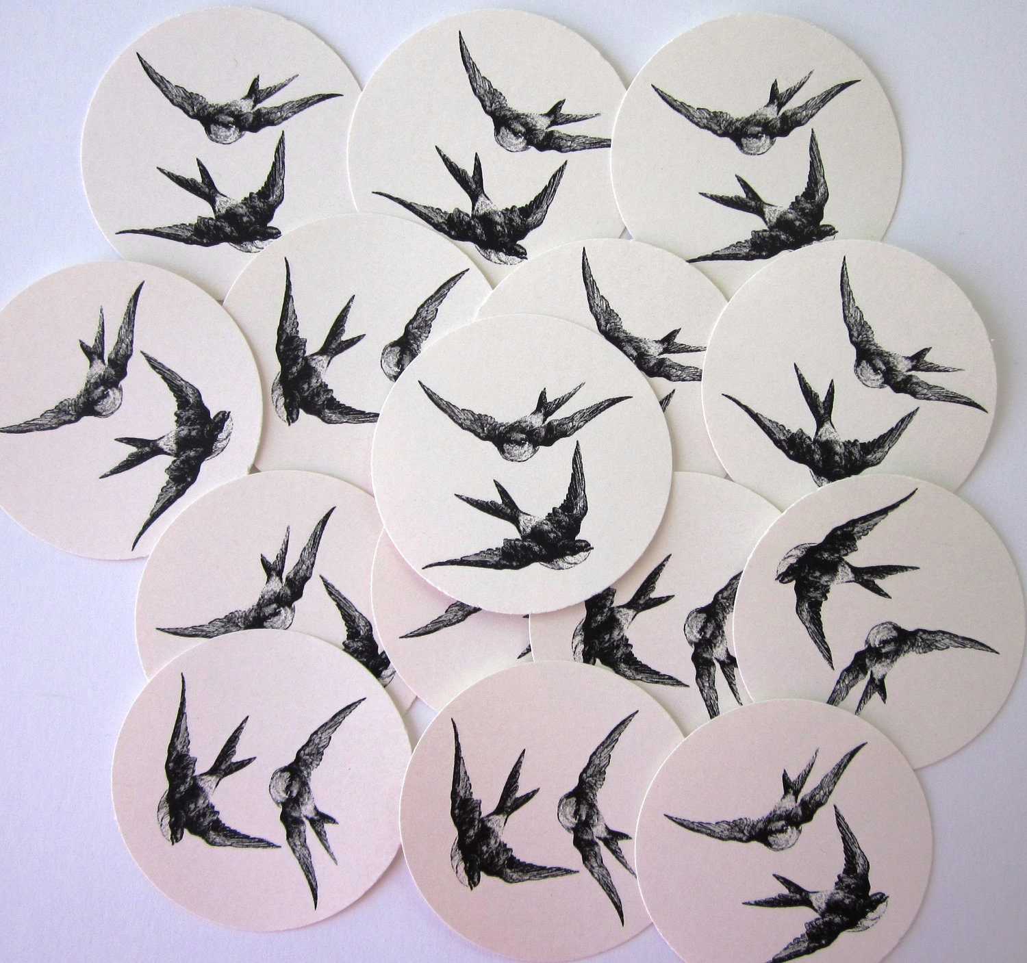 Flying Birds Sparrows Tags Round Paper Gift Tags Set of 10 - Etsy
