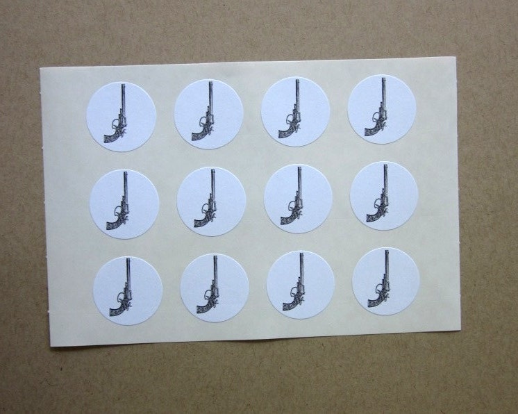 Gun Stickers One Inch Round Seals - Etsy