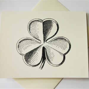 Shamrock Clover Note Cards Stationery Set of 10 Cards in White or Light ...