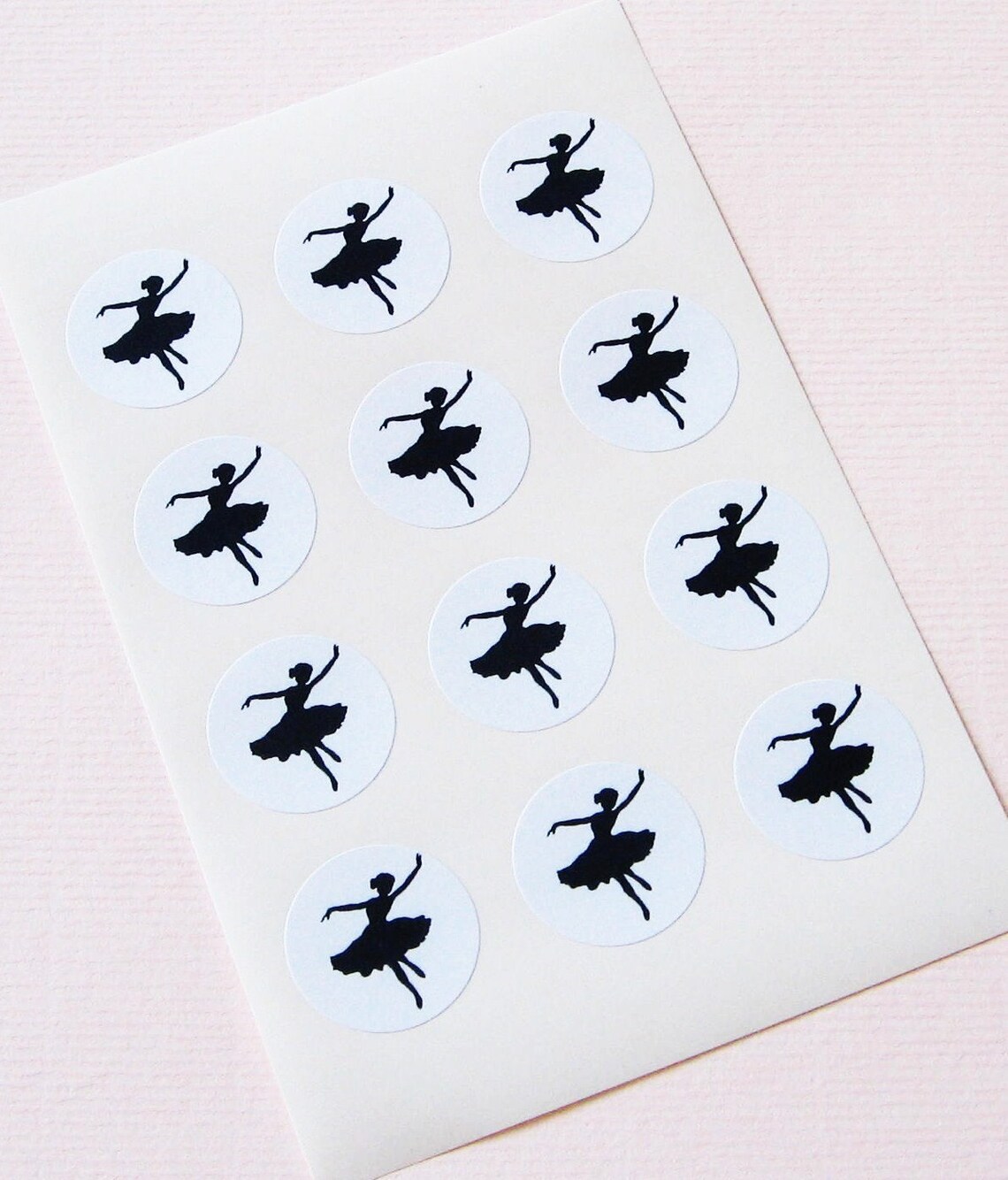 Dancer Ballerina Silhouette Stickers One Inch Round Seals - Etsy