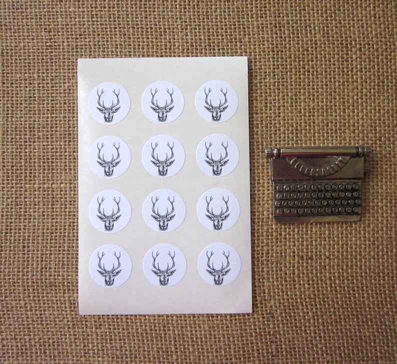 Deer With Antlers Stickers One Inch Round Seals - Etsy
