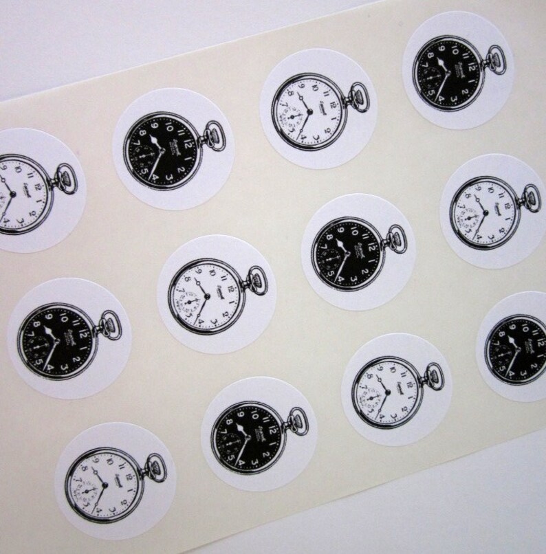 Pocket Watch Stickers One Inch Round Seals - Etsy