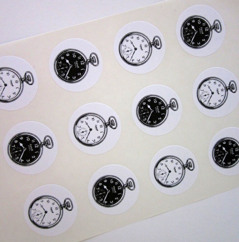 Pocket Watch Stickers One Inch Round Seals - Etsy