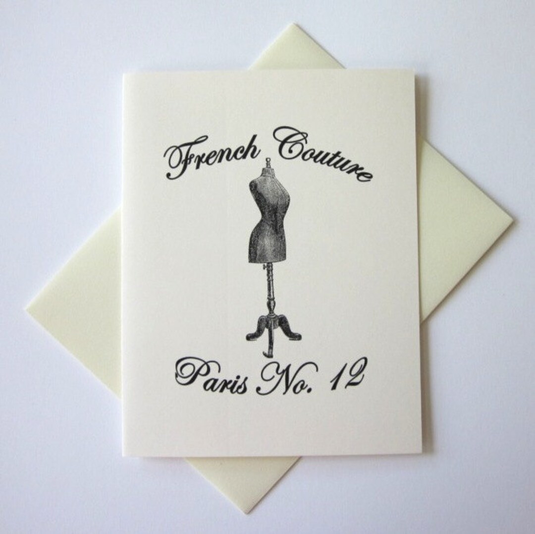 Dressform French Couture Note Cards Stationery Set of 10 Cards in White ...