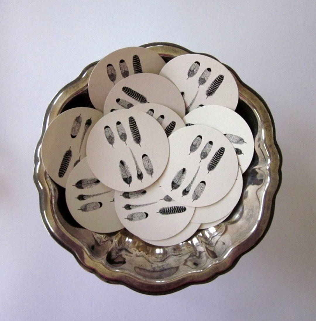 Feather Tags Round Paper Gift Tags Set of 10 - Etsy