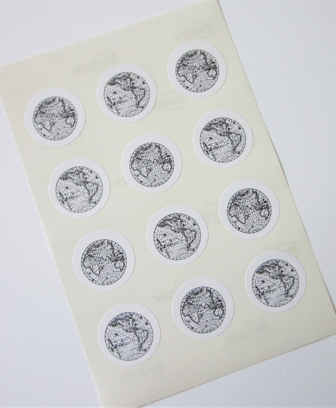 World Map Globe Stickers One Inch Round Seals - Etsy
