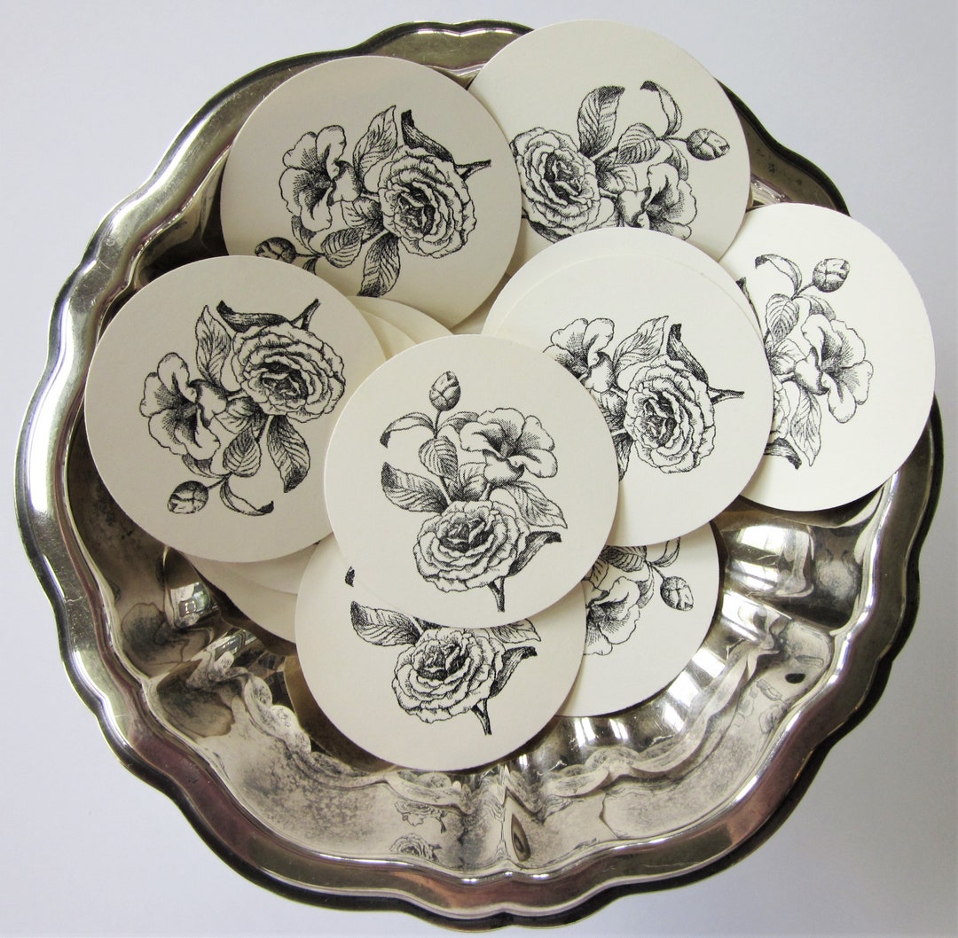 Camellia Rose Flower Round Gift Tags Set of 10 - Etsy