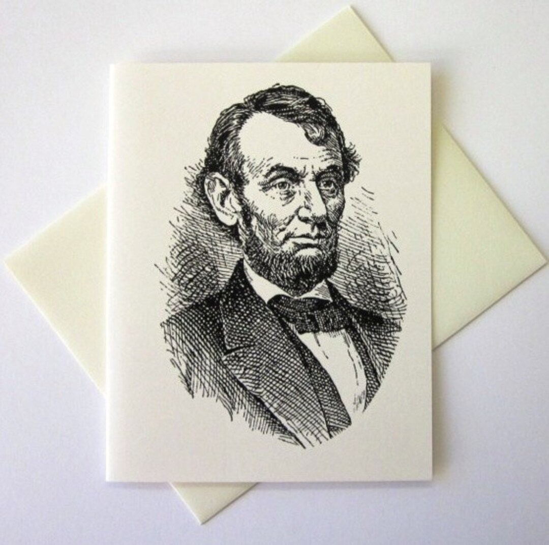 Abraham Lincoln Note Cards Stationery Set of 10 Cards in White or Light ...