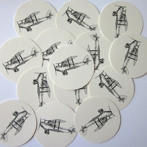 Vintage Biplane Airplane Tags Round Paper Gift Tags Set of 10 - Etsy