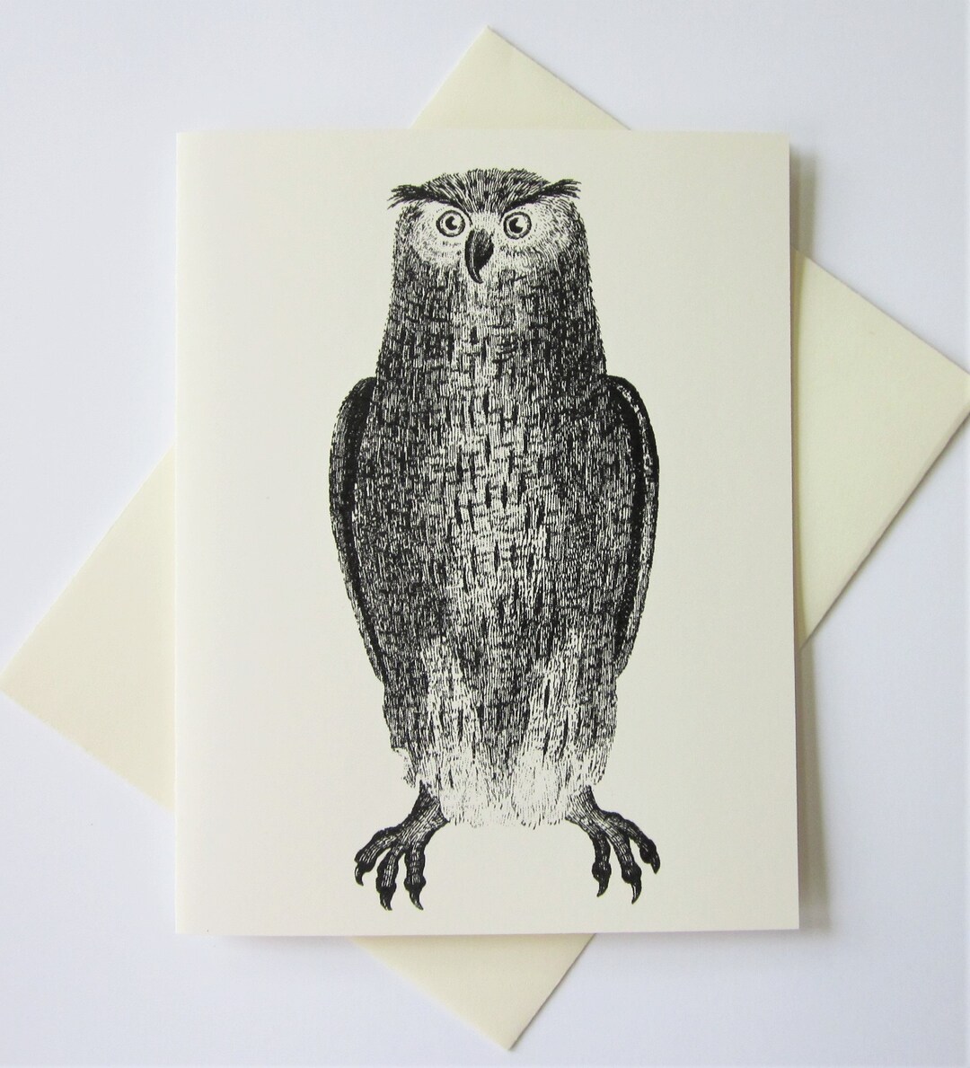 Owl Note Cards Stationery Set of 10 Cards in White or Light Ivory With ...