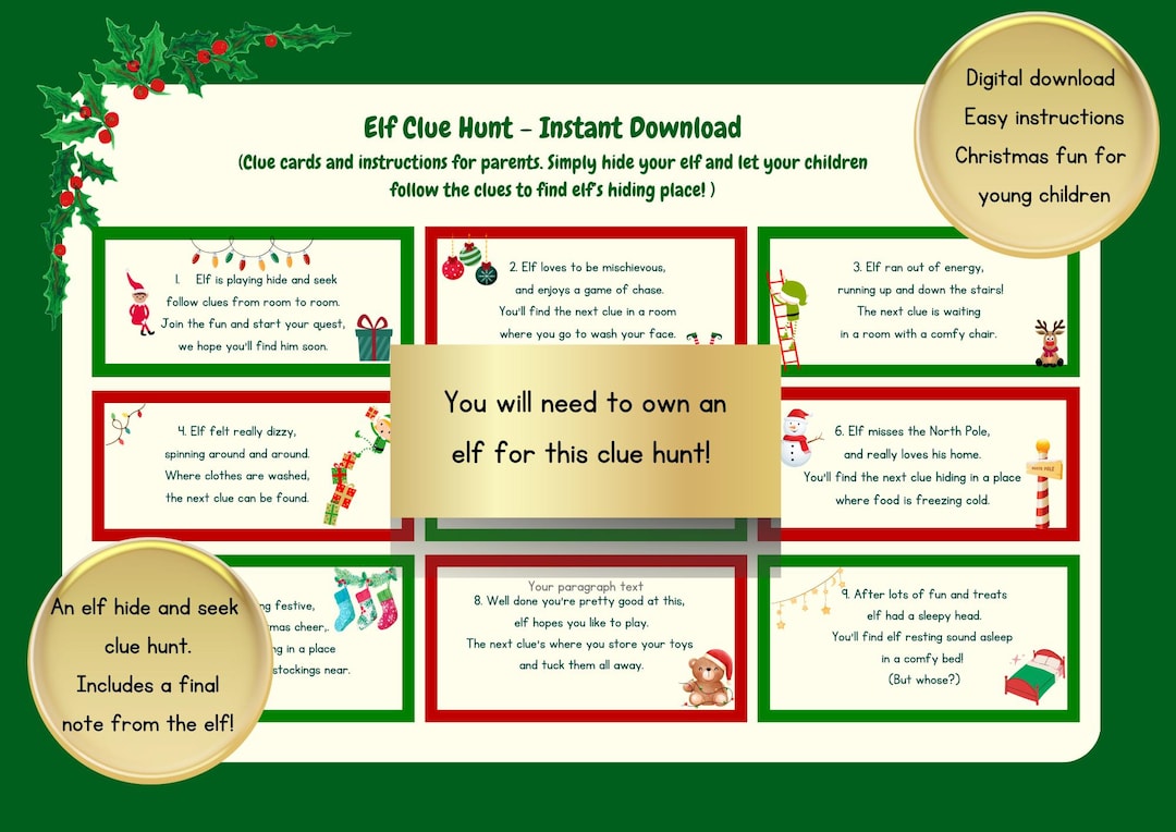 Elf Clue / Scavenger Hunt find the Elf - Etsy