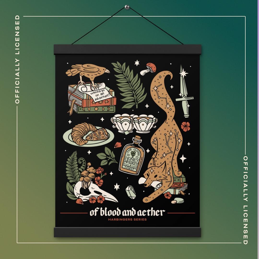 Of Blood and Aether Hanging Poster | Fantasy Wall Art | Wooden Hanger ...