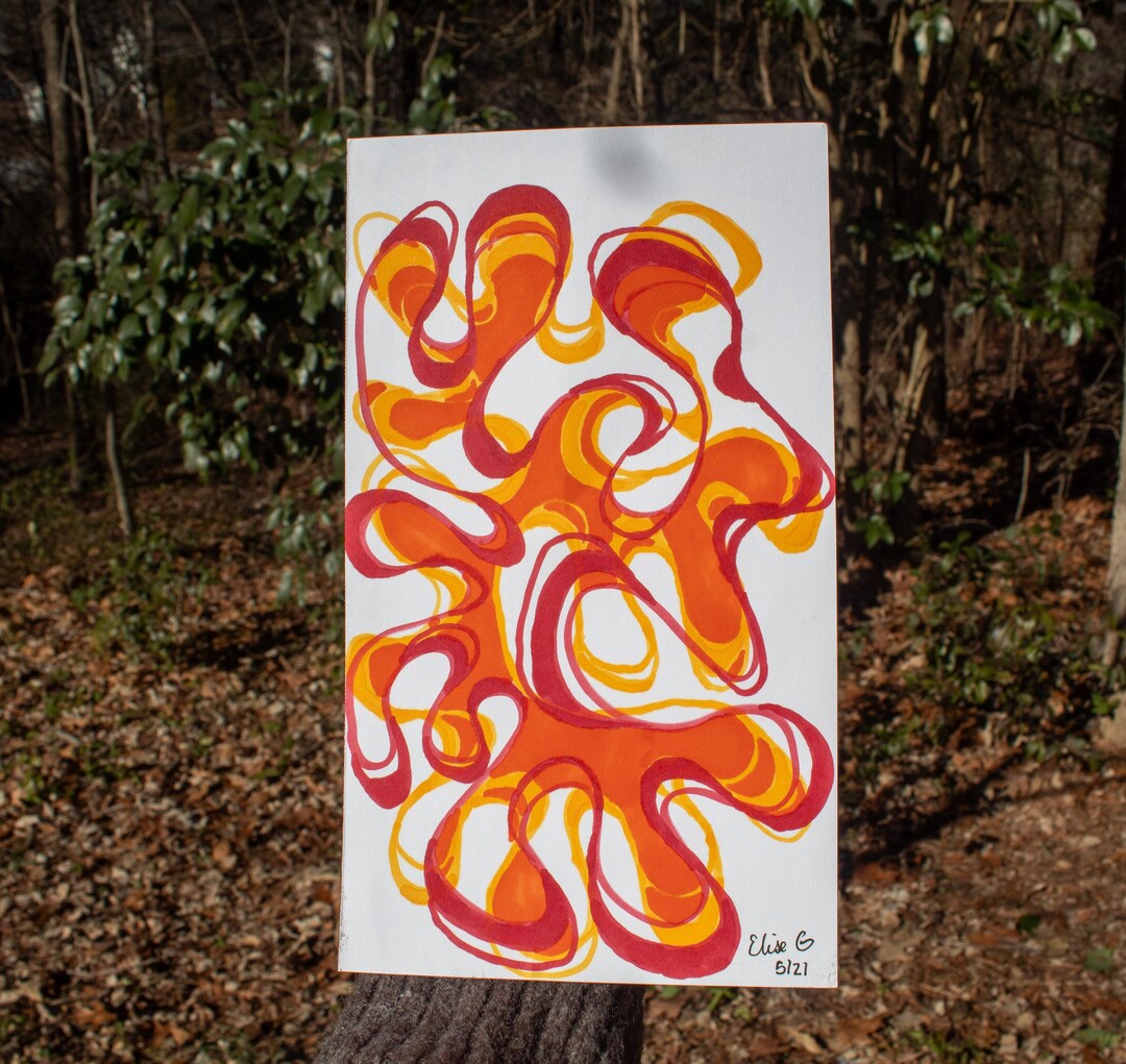 Bold Fire Artwork | Abstract Red Illustration | Original Marker Drawing ...