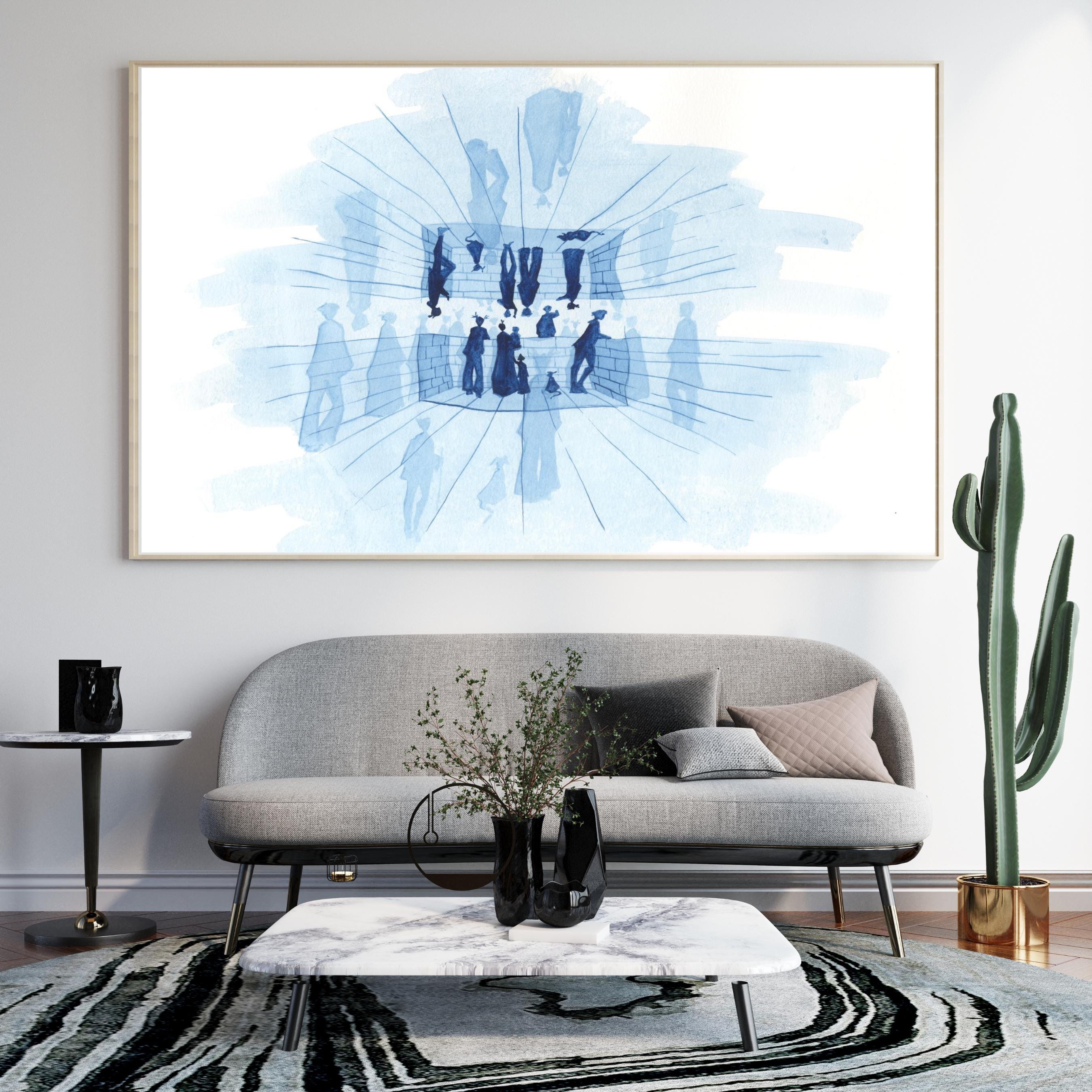 Blue Collectible Art Watercolor Style for Interior Home Collection of ...