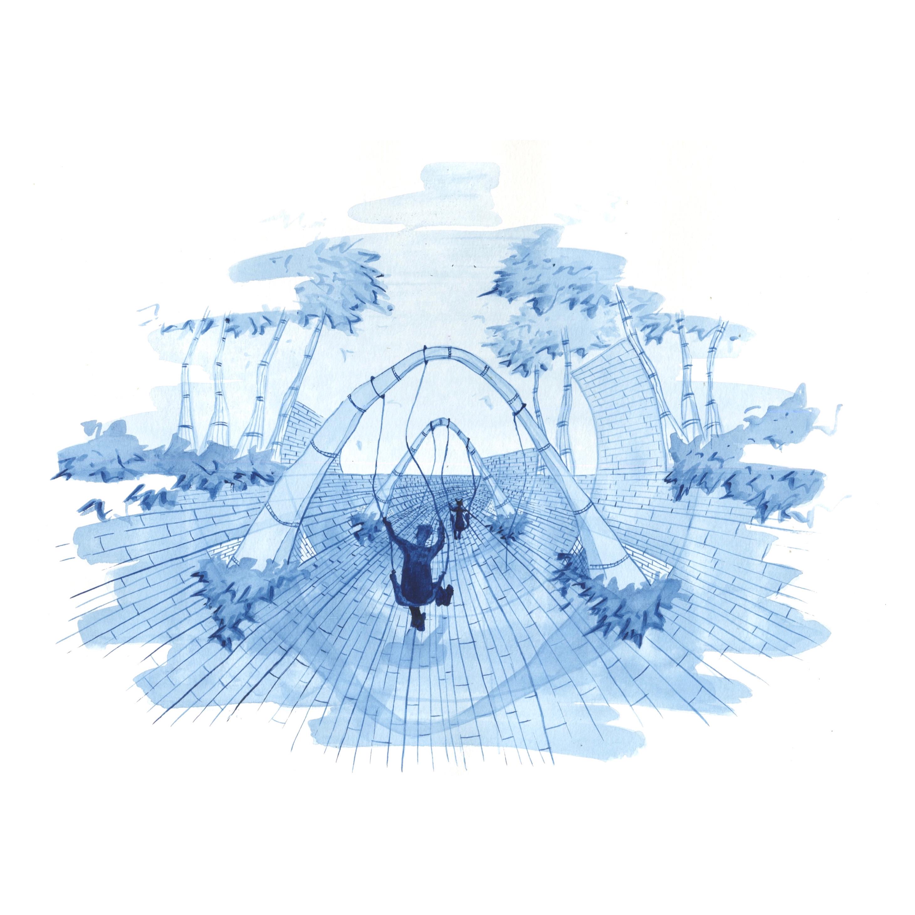 Watercolor Collectible Artwork in Blue Unique Piece for Collection of ...